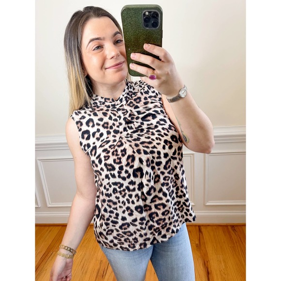Generation Love | Tops | Nwot Generation Love Pleated High Neck Leopard ...